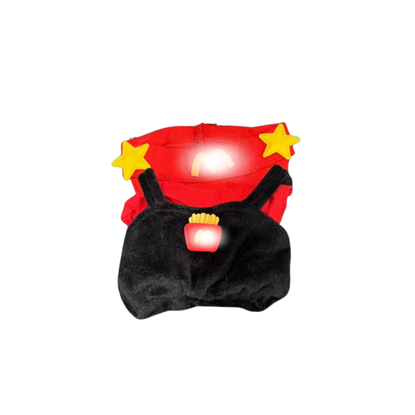 Fast Food Worker Outfit with Red Cap & Fries Pocket for Labubu (Black ...